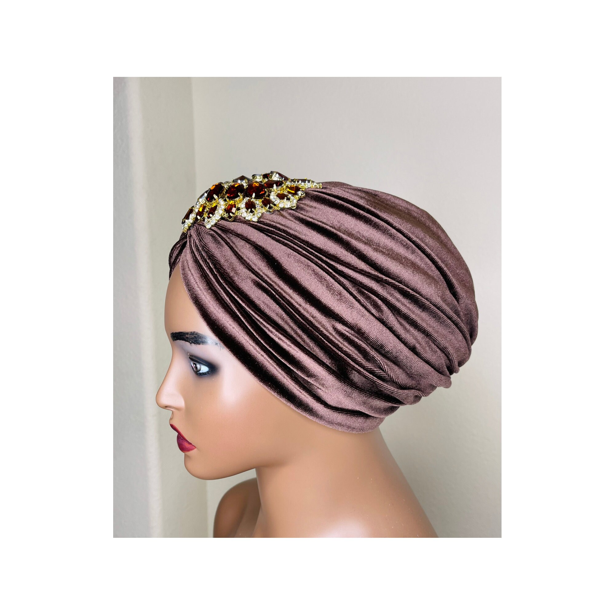 Chocolate Brown Turban | Velvet Turban | Wedding Guest Turban | Cancer ...