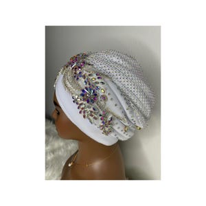 White Turban, Wedding Head Cover, Rhinestone Turban - Etsy