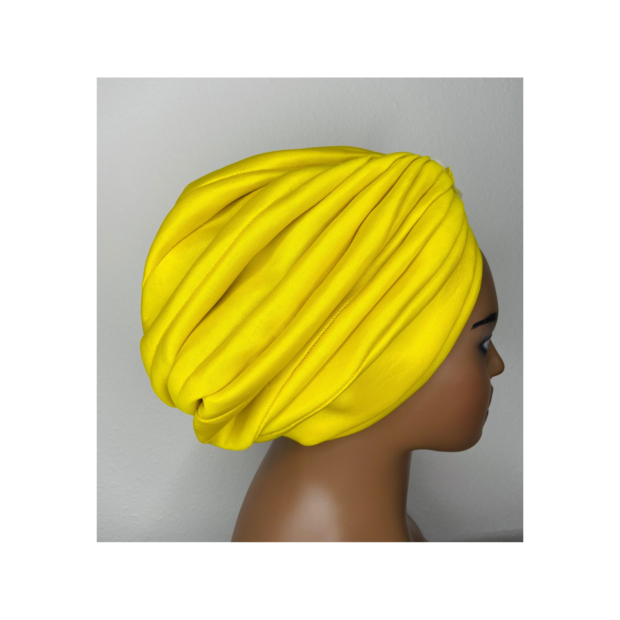 Mustard Yellow Turban Cancer Head Cover Hair Loss Turban Party Turban ...