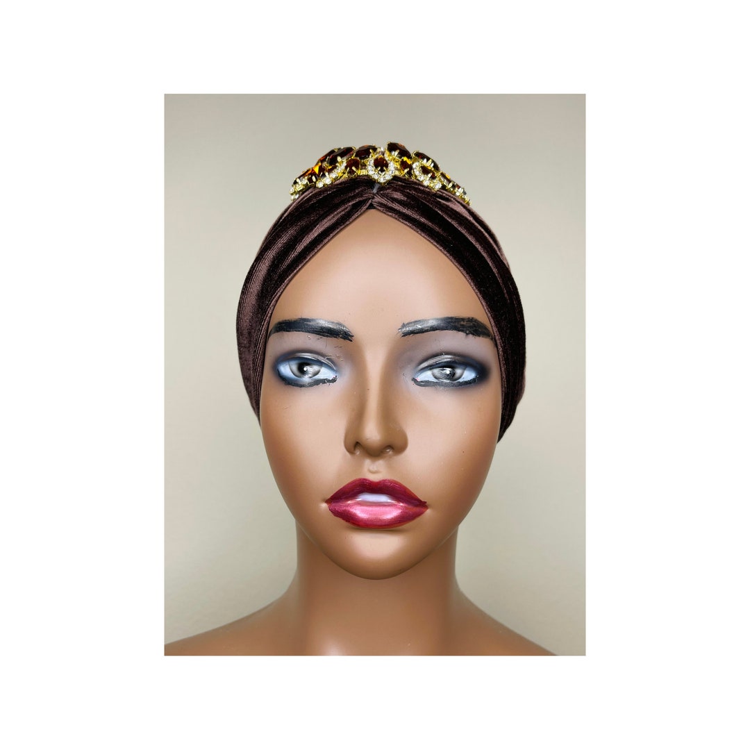 Chocolate Brown Turban | Velvet Turban | Wedding Guest Turban | Cancer ...
