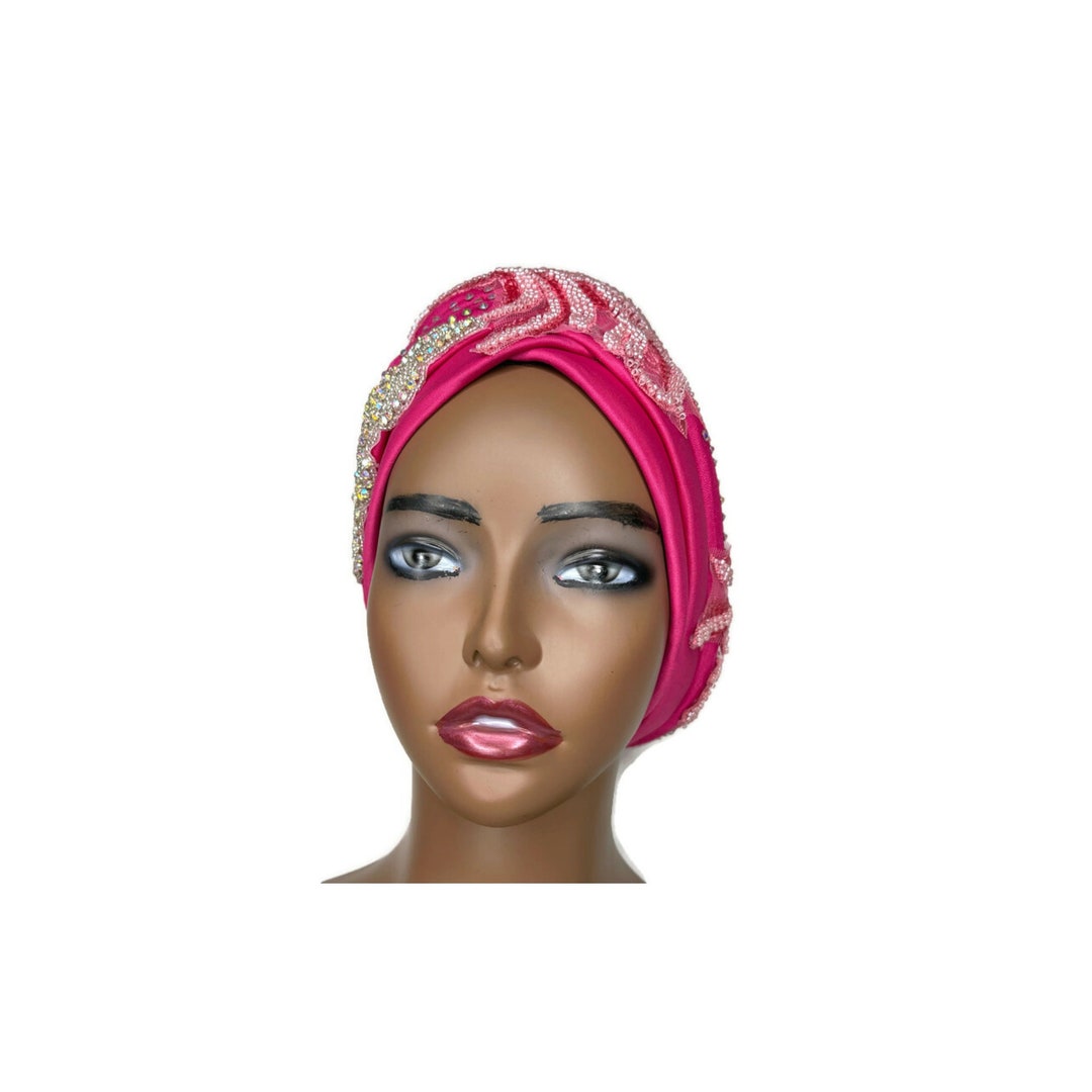 Rhinestone Turban | Pink Turban | Wedding Guest Turban | Party Turban ...