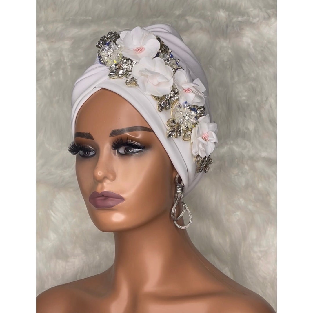 White Turban, Party Head Wear, Head Cover - Etsy