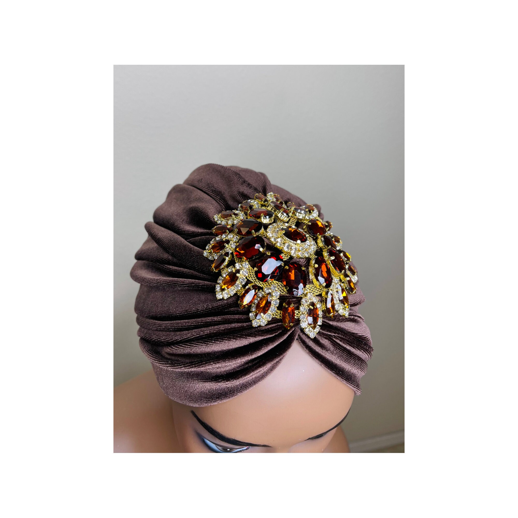Chocolate Brown Turban | Velvet Turban | Wedding Guest Turban | Cancer ...