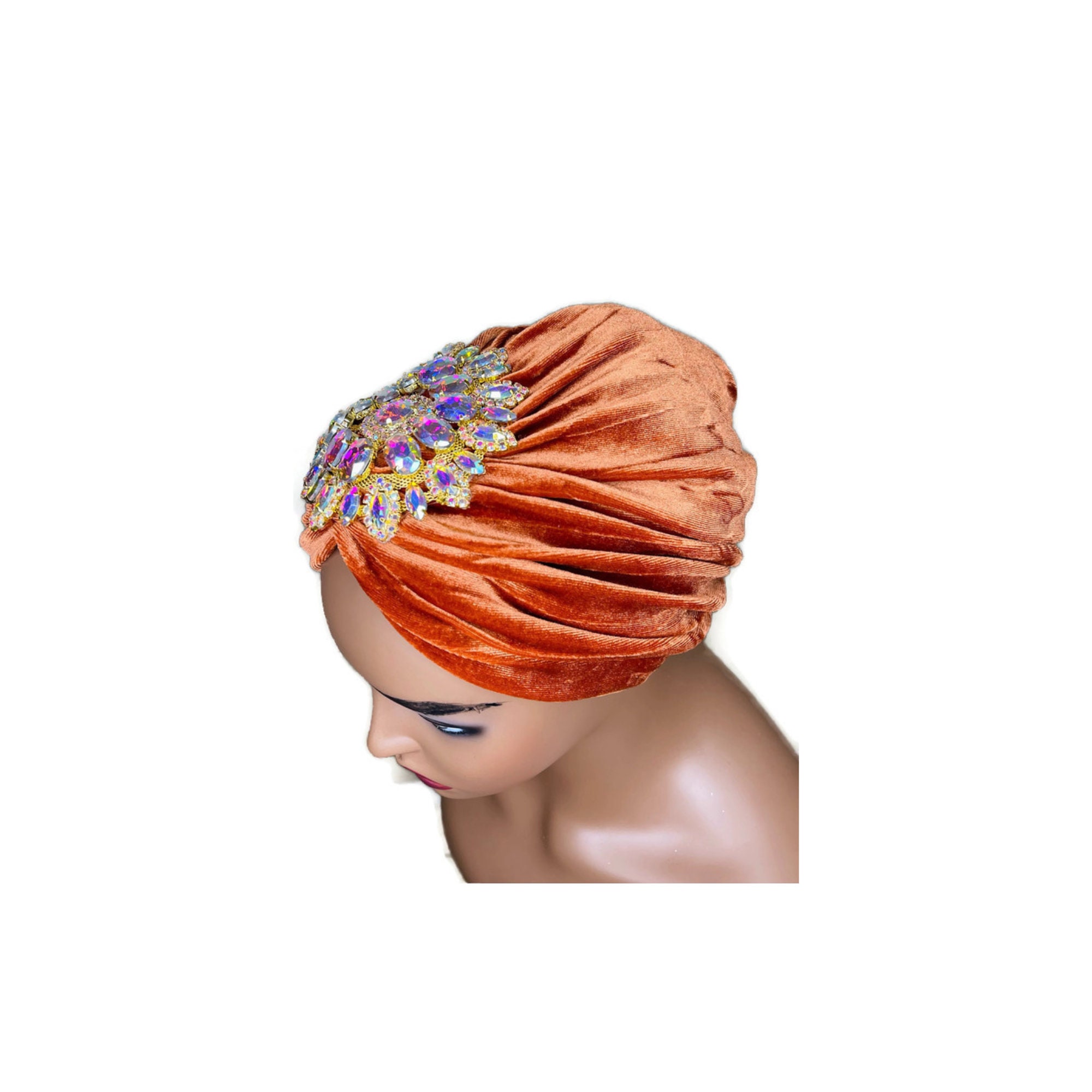 Orange Turban, Velvet Turban, Head Cover - Etsy