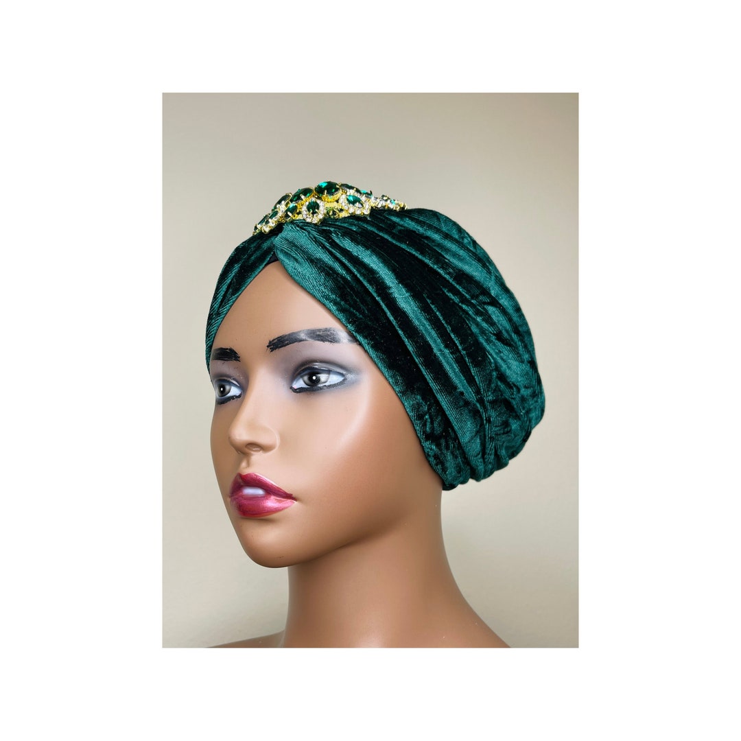 Green Turban | Velvet Turban | Party Turban | Hair Loss Turban | Cancer ...
