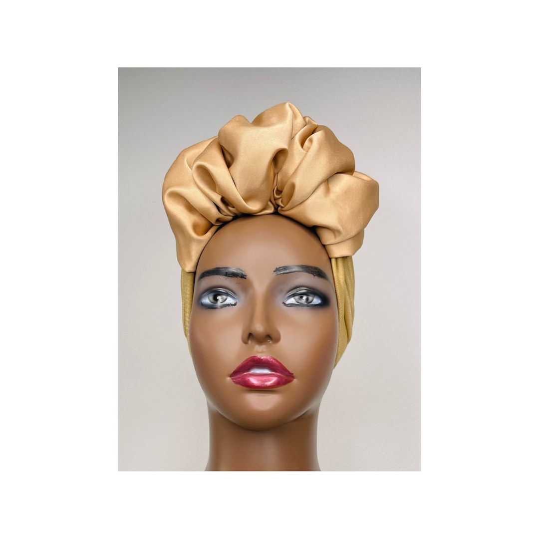 Brandy Tan Top Knot Turban Pre Tied Cancer Head Wrap Hair Loss Cap ...