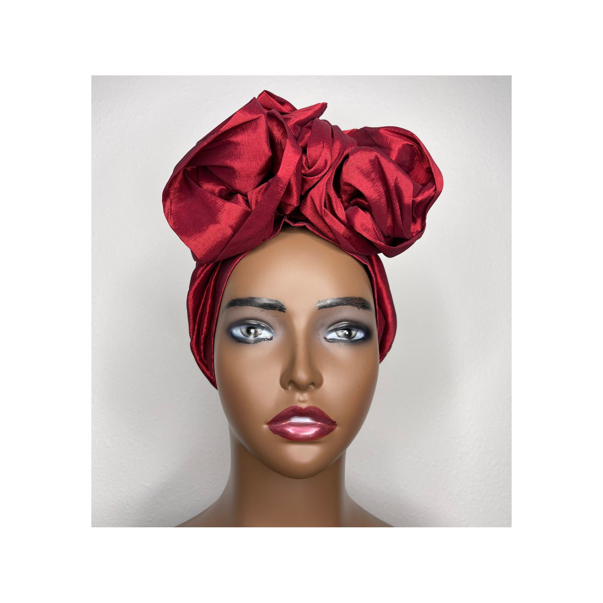 Cherry Red Fashion Turban Party Wear Wedding Guest Head Cover Cancer ...