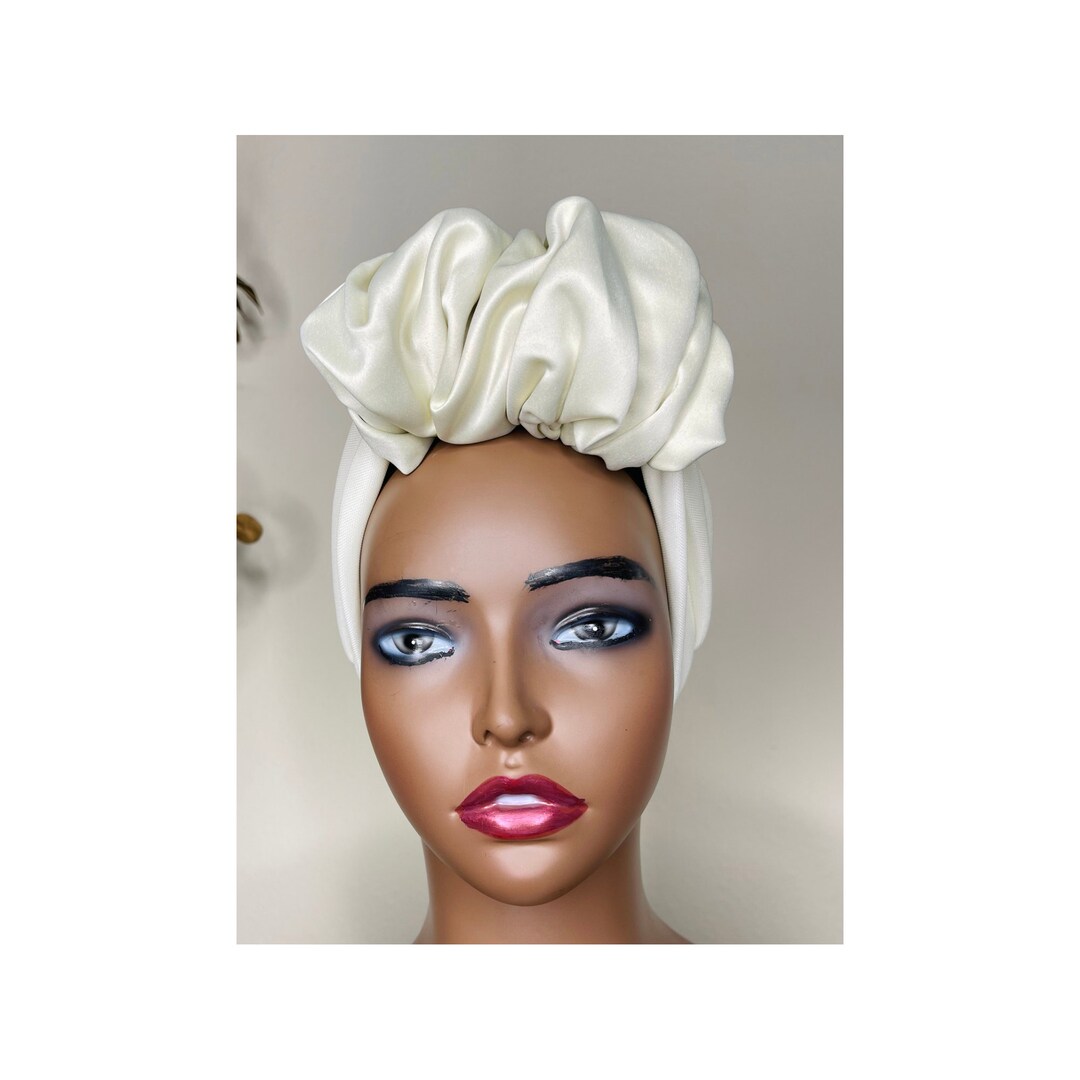Ivory Turban, Pre Tied Head Wear, Head Cover - Etsy