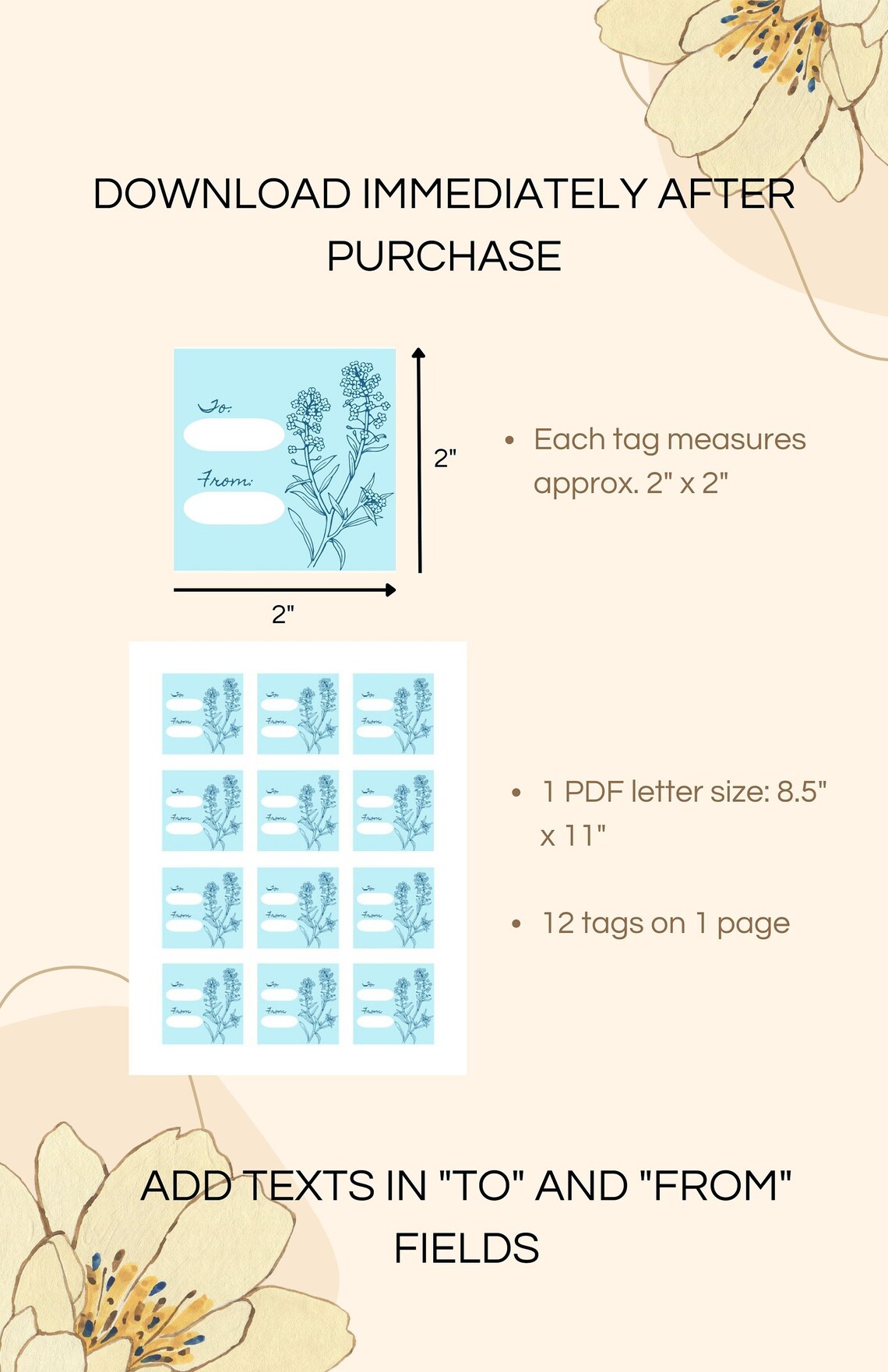 Printable Baby Blue Floral Gift Tags. All Occasions: Birthday - Etsy