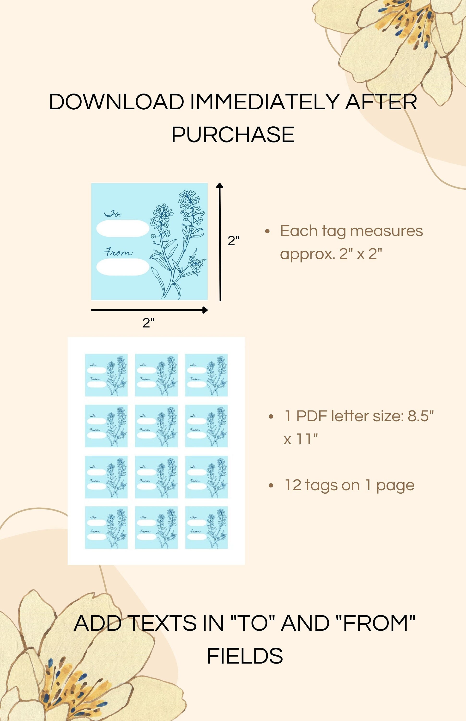 Printable Baby Blue Floral Gift Tags. All Occasions: Birthday - Etsy