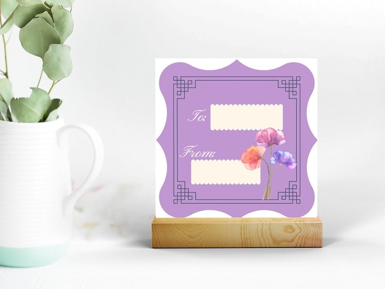 Printable Purple Floral Tags. All Occassions: Birthday, Anniversary ...