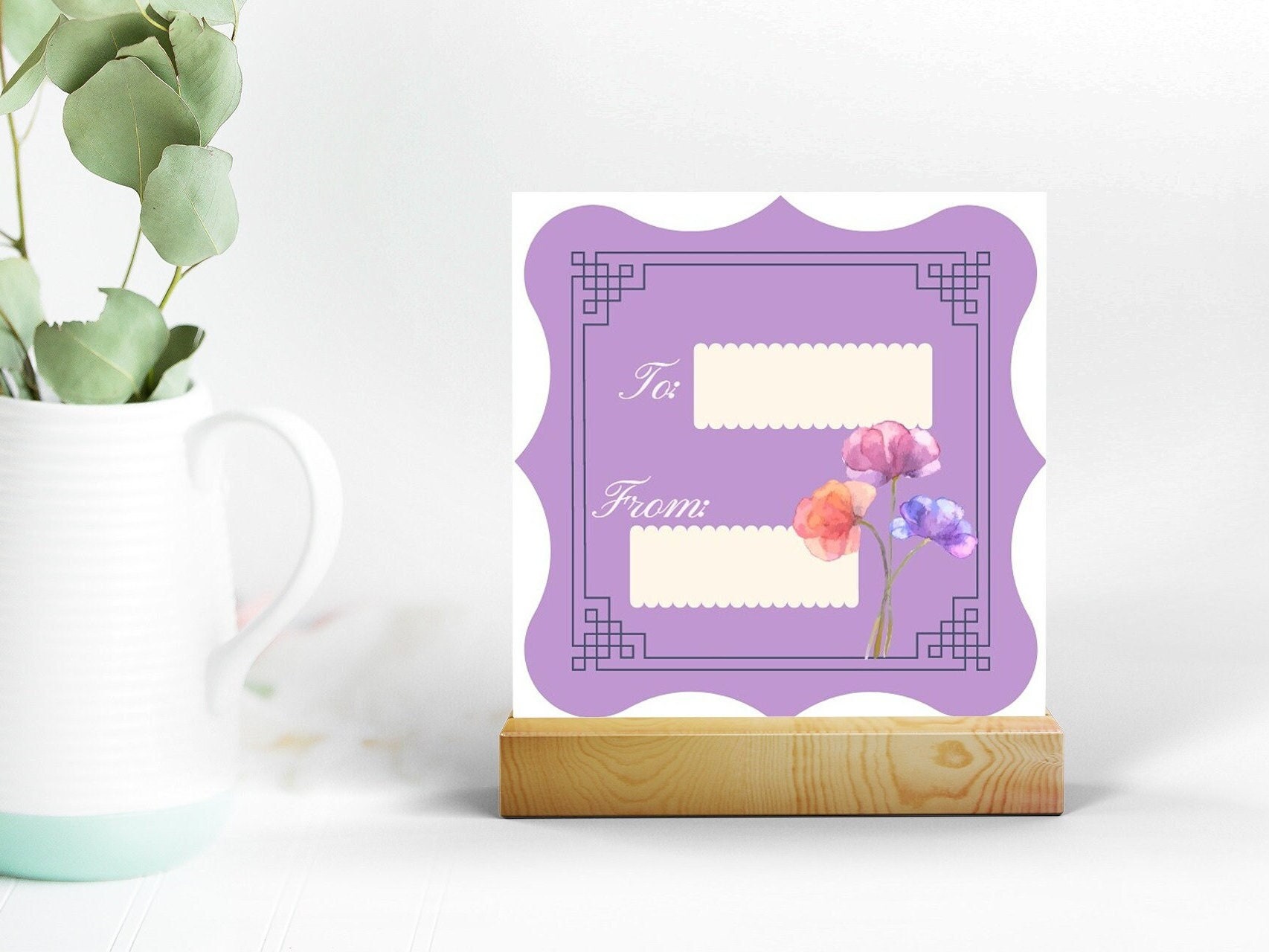 Printable Purple Floral Tags. All Occassions: Birthday, Anniversary ...