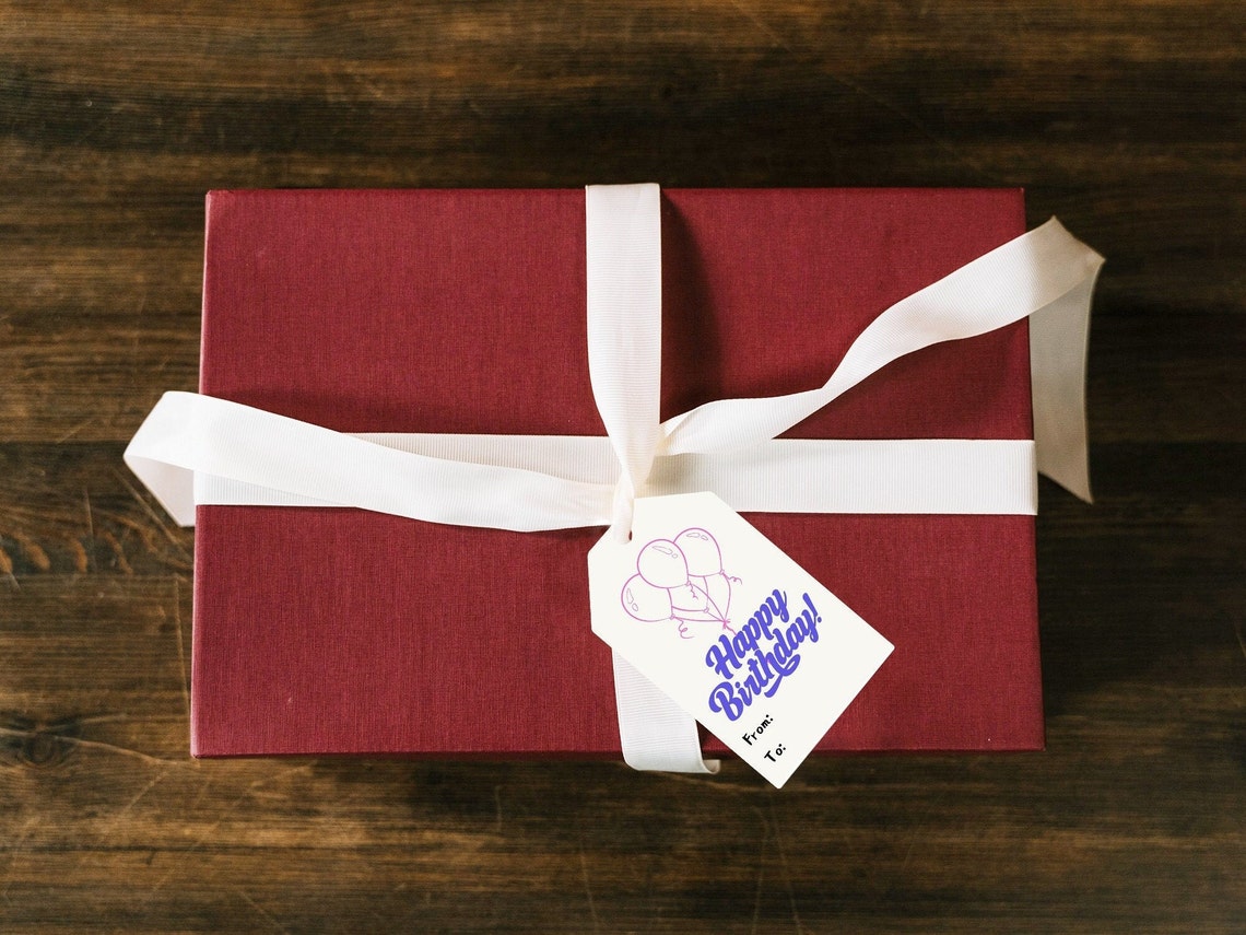 Birthday Balloons Printable Editable Gift Tags, Instant Download PDF ...