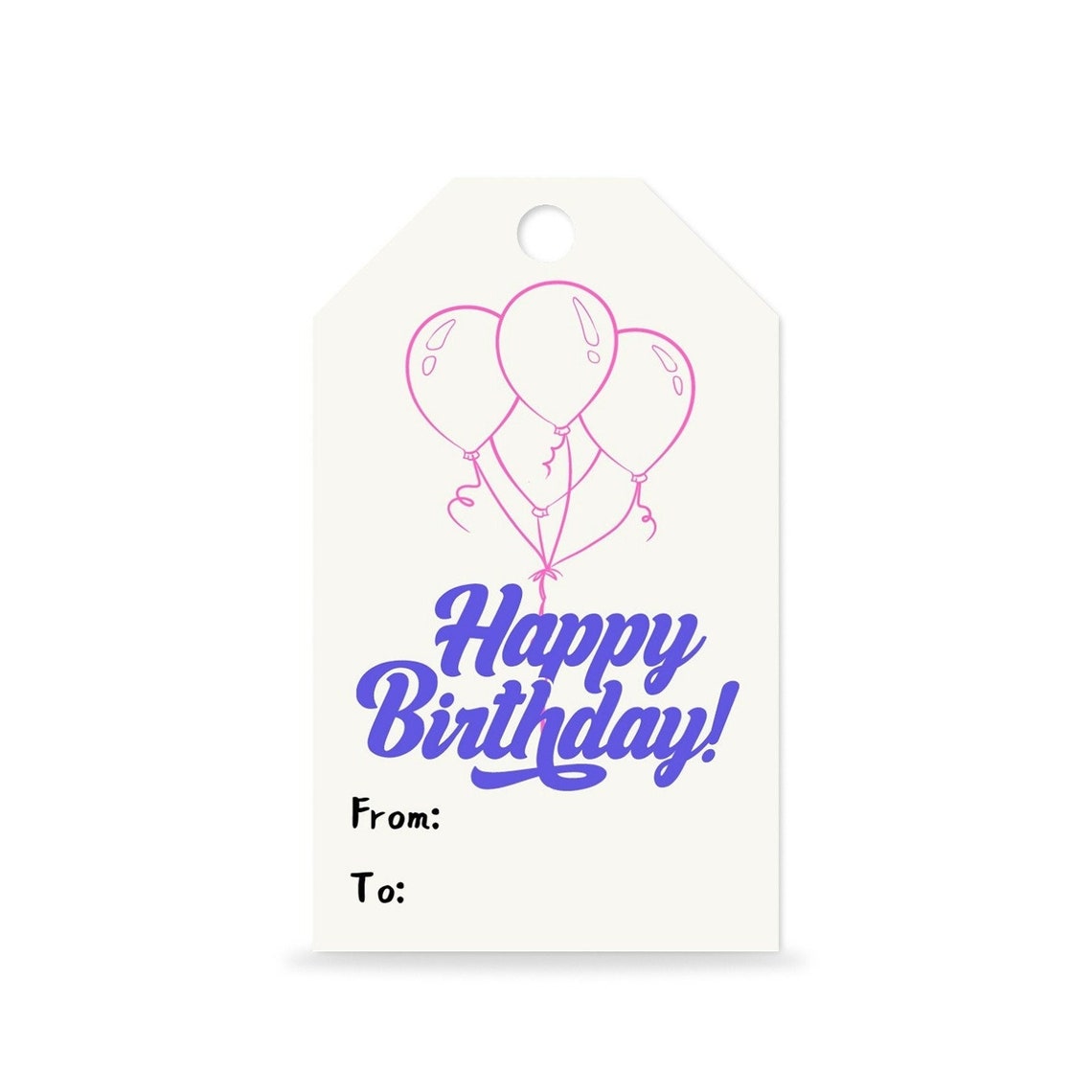 Birthday Balloons Printable Editable Gift Tags, Instant Download PDF ...