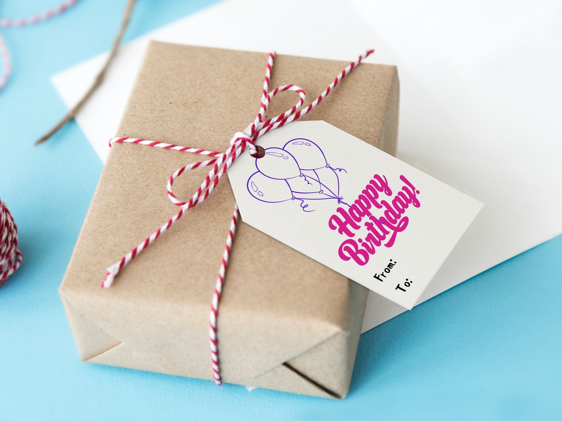 Birthday Balloons Printable Editable Gift Tags, Instant Download PDF ...