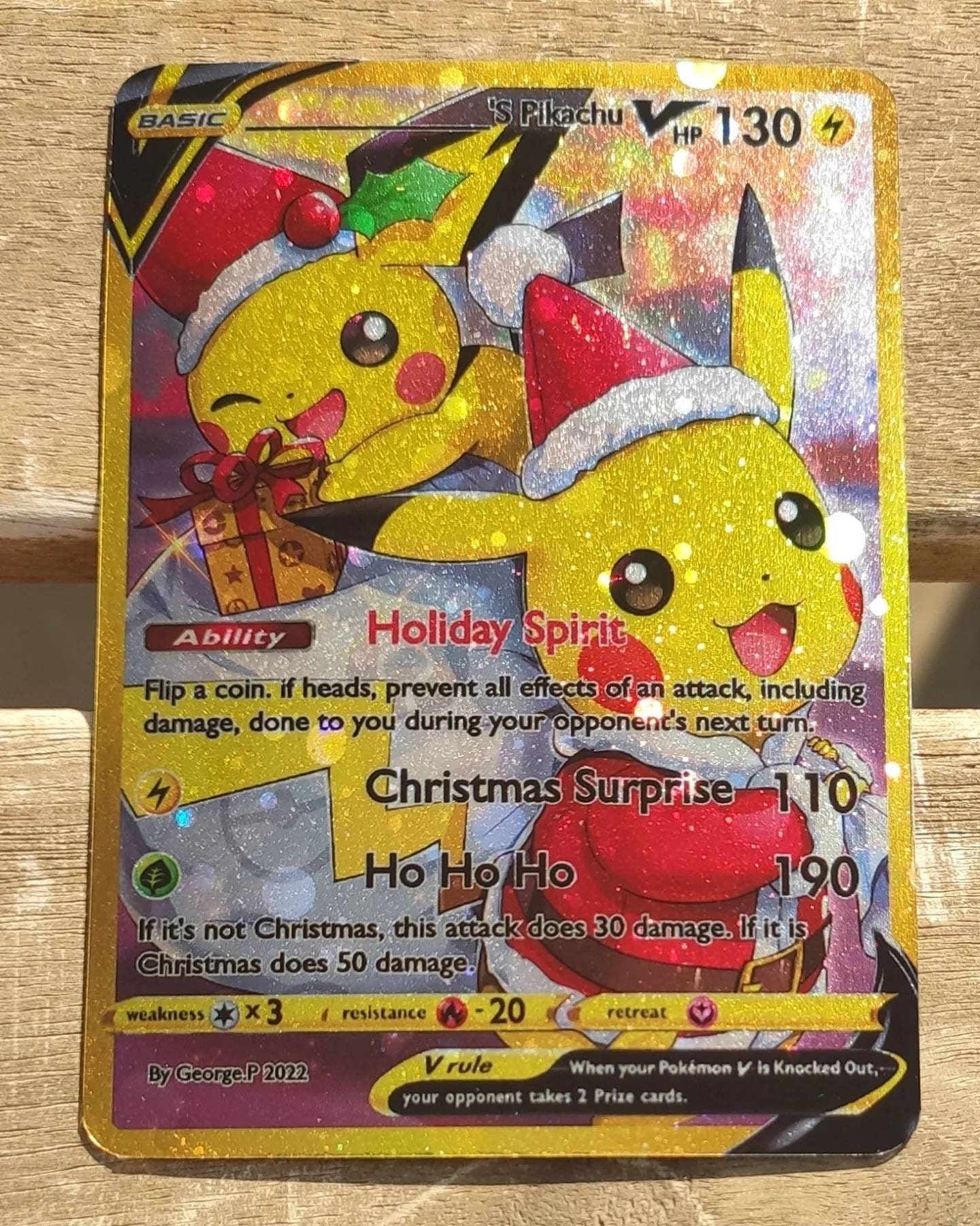 Christmas Pikachu Custom Card Pokemon - Etsy