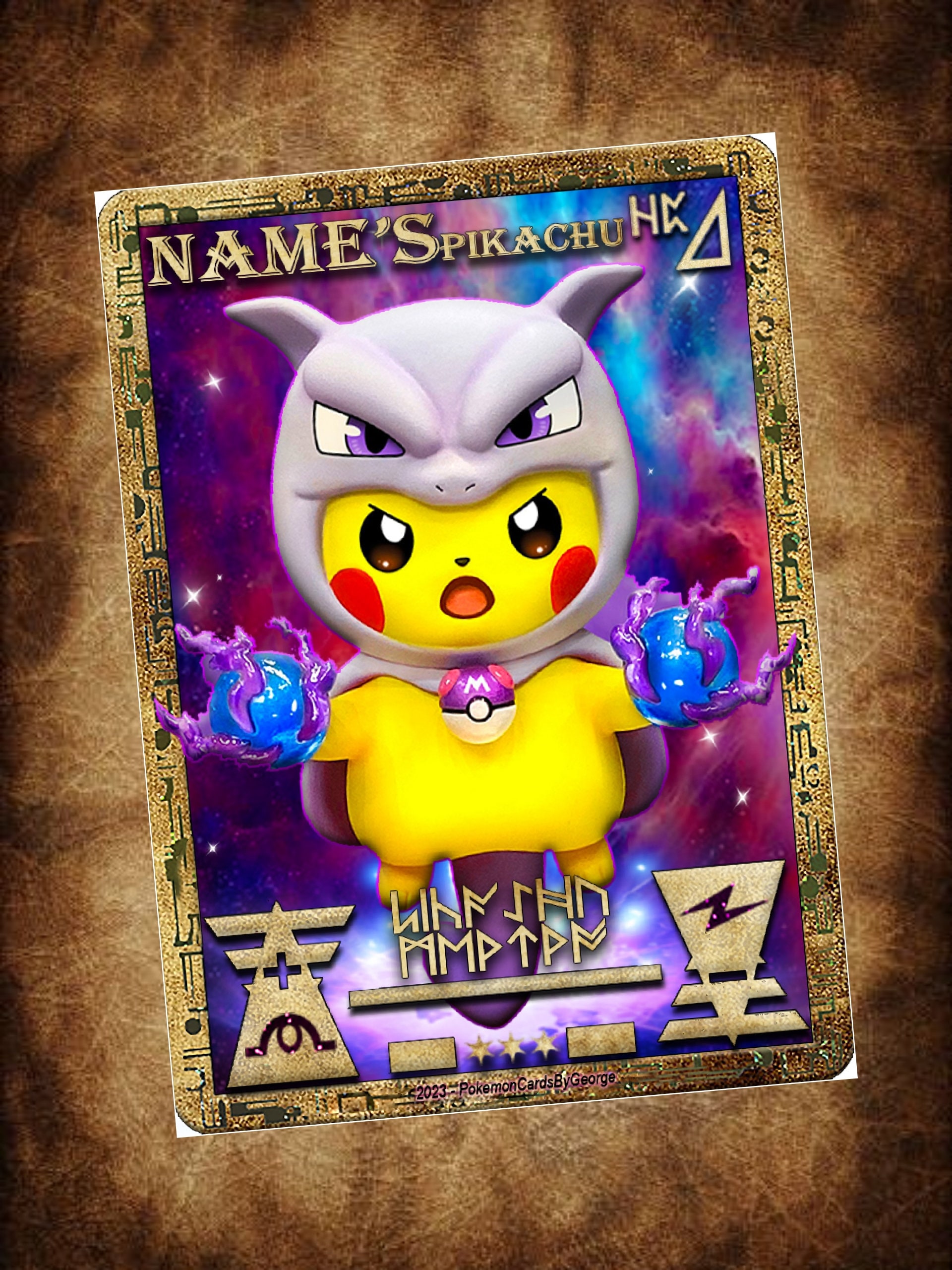 Ancient Pikachu Poncho Mewtwo Personalized Card or Timestamp - Etsy