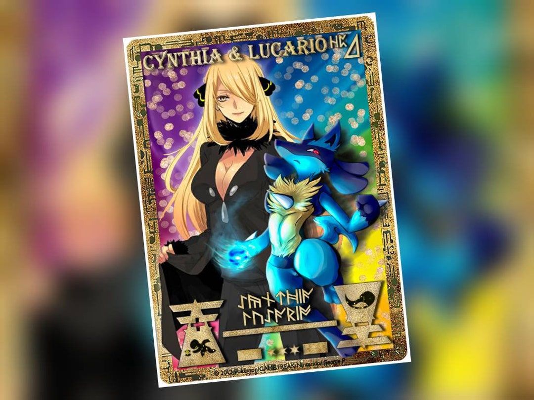 Ancient Cynthia and Lucario Personalized Card or Timestamp - Etsy