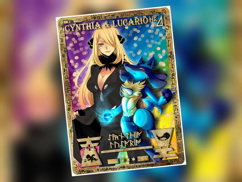 Ancient Cynthia and Lucario Personalized Card or Timestamp - Etsy