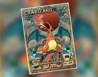 Ancient Pikachu Wearing Poncho Charizard Personalized Card or - Etsy