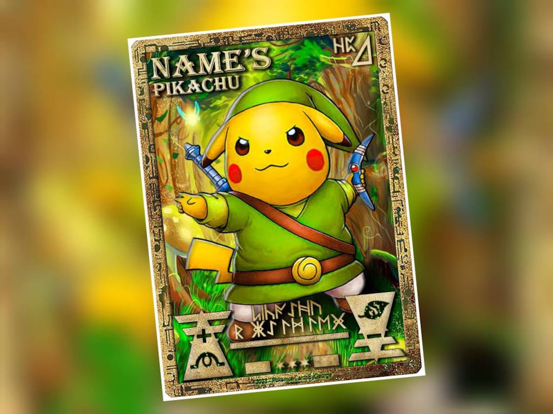 Ancient Pokemon Pikachu Cosplay Zelda Custom Personalized Card or ...