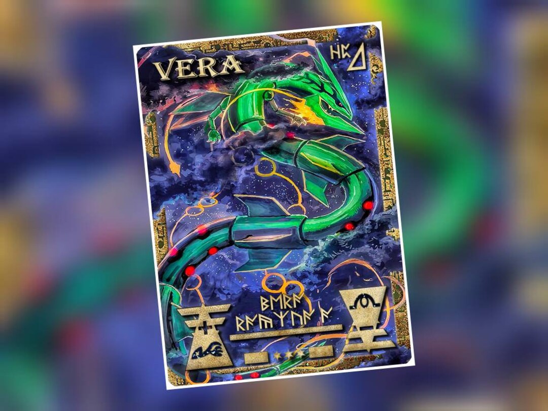 Ancient Rayquaza Pokemon Personalized Card or Timestamp - Etsy