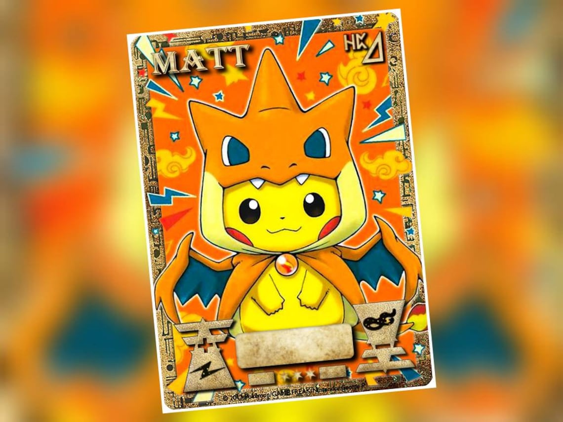 Ancient Pikachu Wearing Poncho Charizard Personalized Card or - Etsy