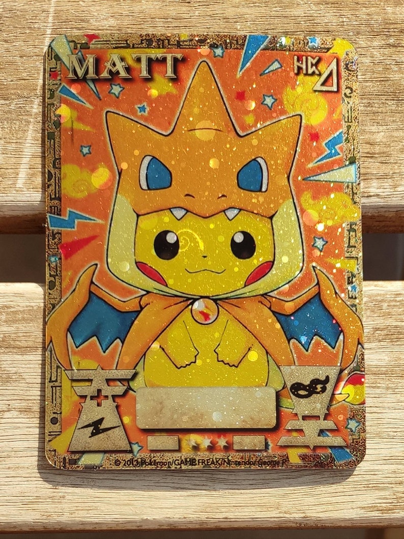 Ancient Pikachu Wearing Poncho Charizard Personalized Card or - Etsy