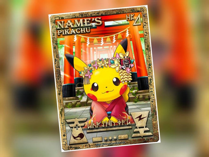 Ancient Pokemon Pikachu Cosplay Custom Personalized Card or Timestamp ...
