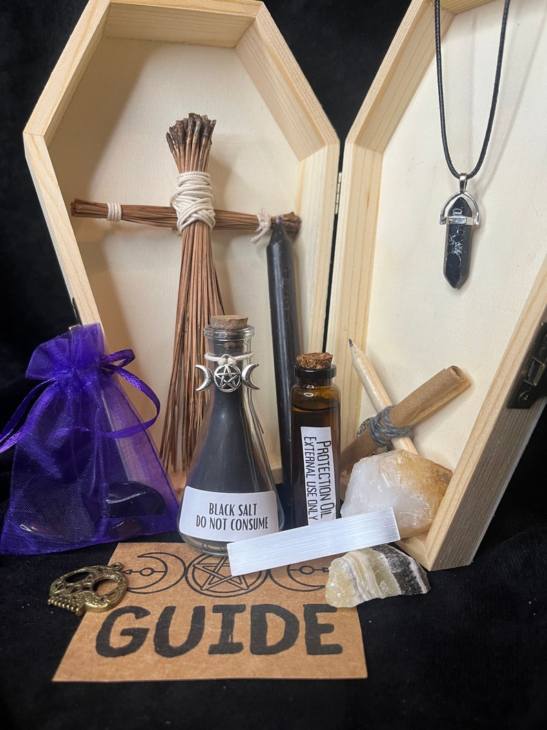 Voodoo Doll Gift Set Wood Coffin Witch Kit Coffin Box - Etsy