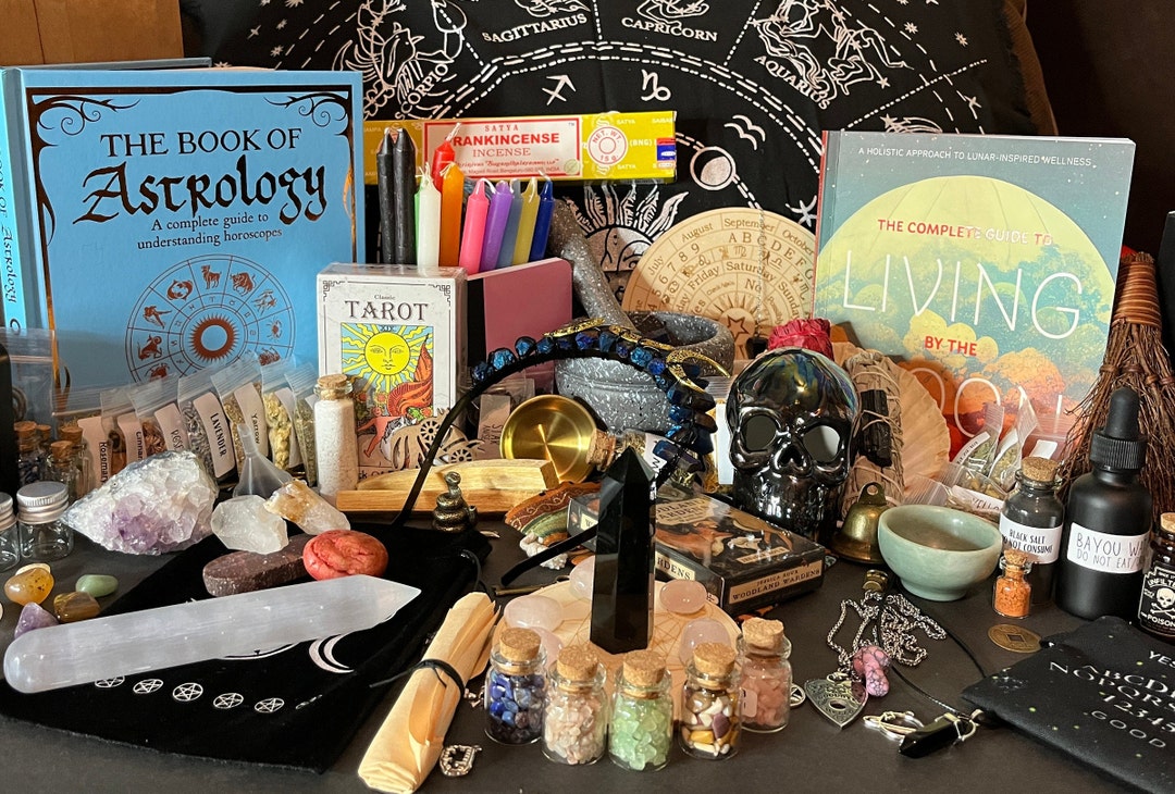 Supplies for New Witch Altar to Perform Witchcraft Rituals, Adult Curio ...