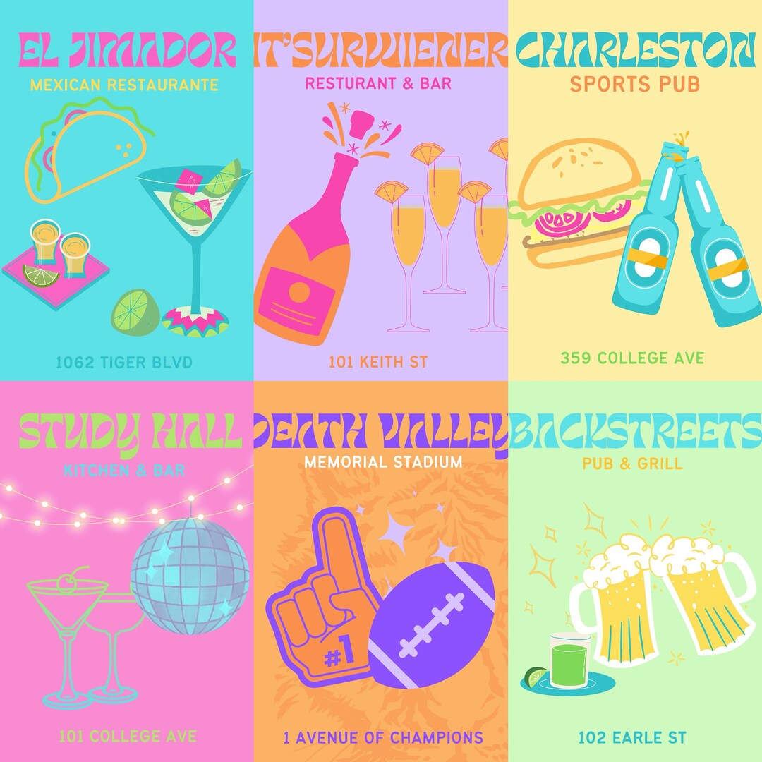 Clemson Preppy Prints 8 Pack - Etsy