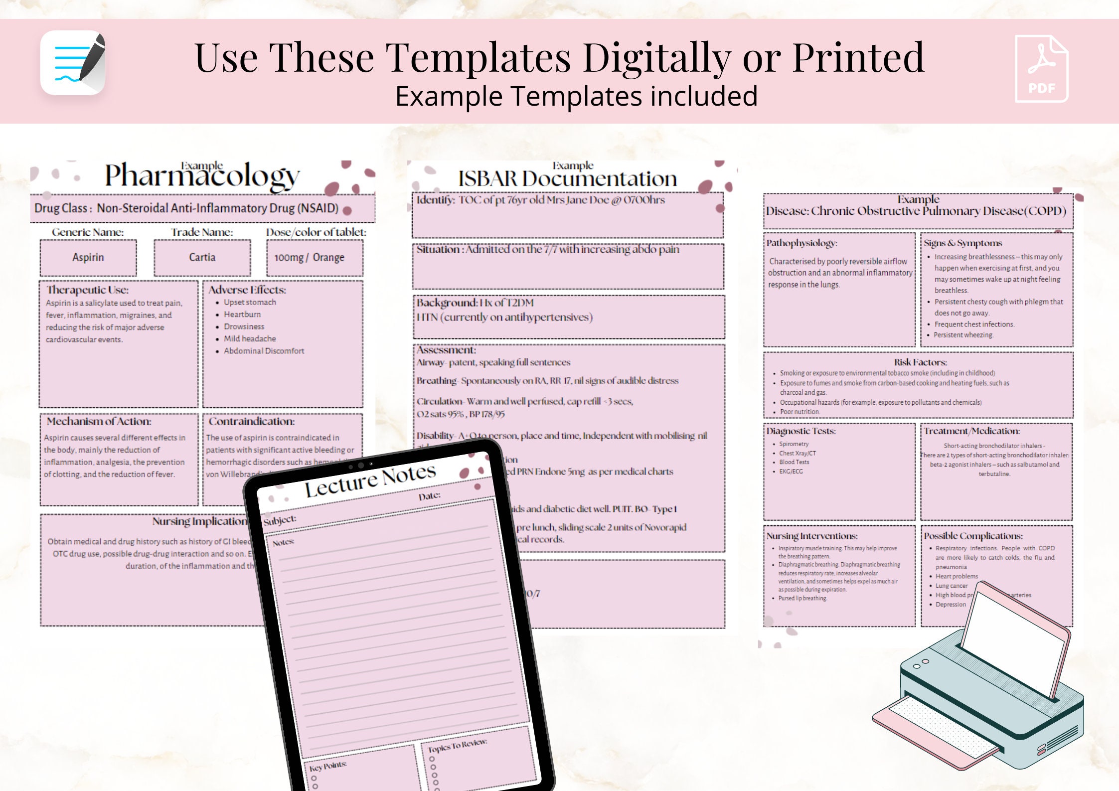 Nursing Study Template Bundle - Etsy