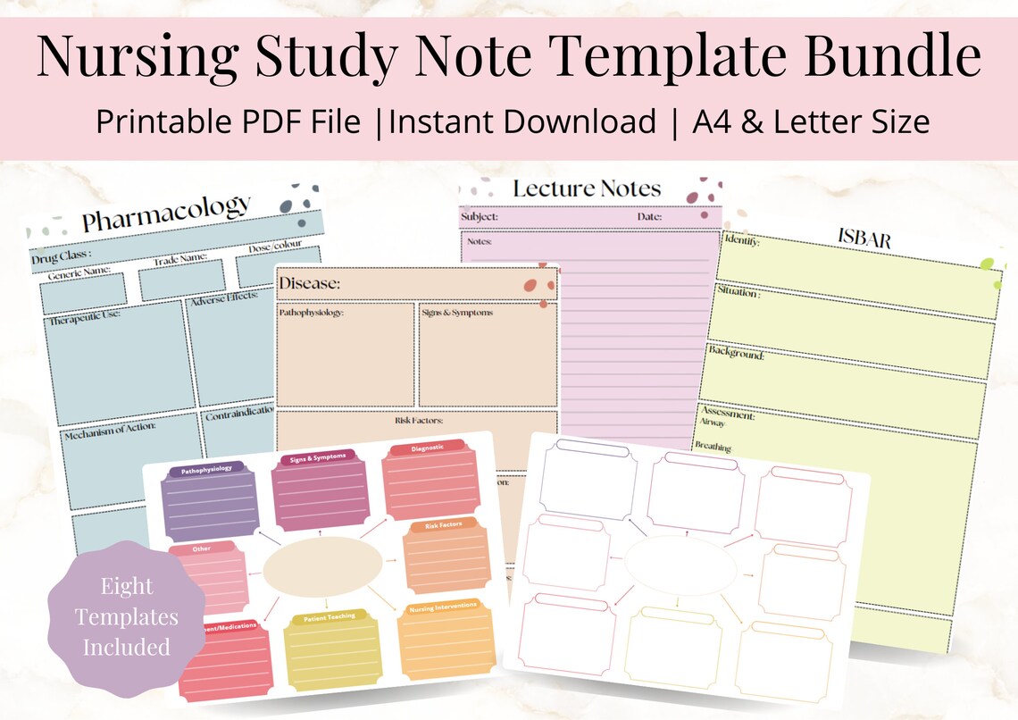 Nursing Study Template Bundle - Etsy