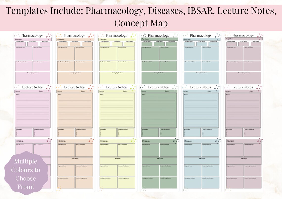 Nursing Study Template Bundle - Etsy