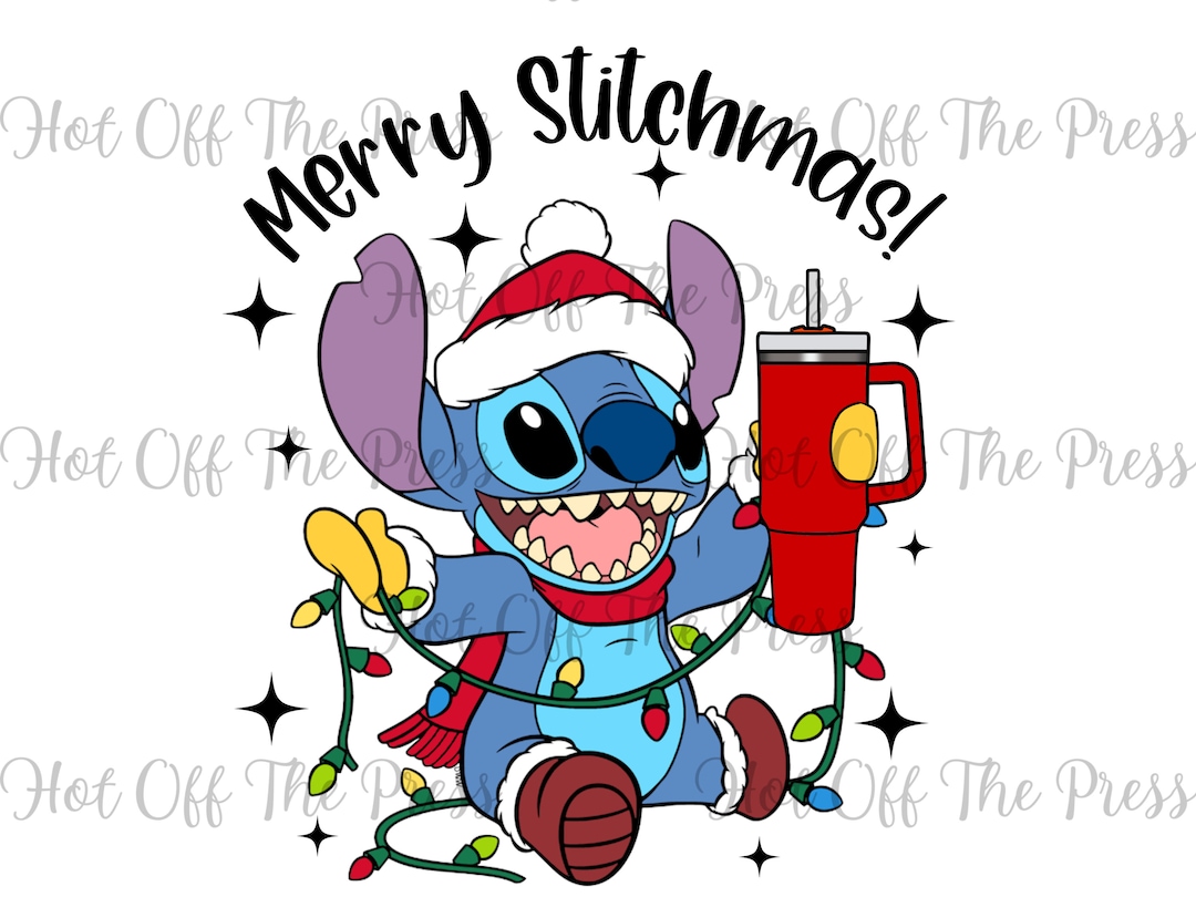 Merry Stitchmas, Stitch, Christmas, Santa, Lights, Tumbler, Cartoon ...