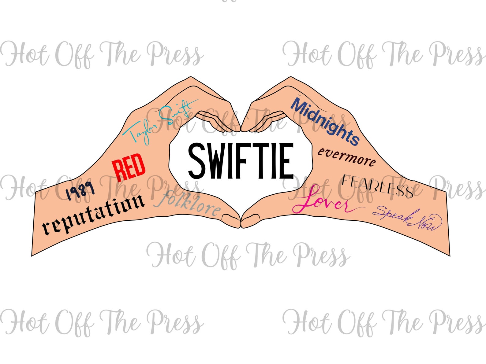 Swiftie Heart Hands Album Names, Taylor PNG Image / Sublimation / DTF ...