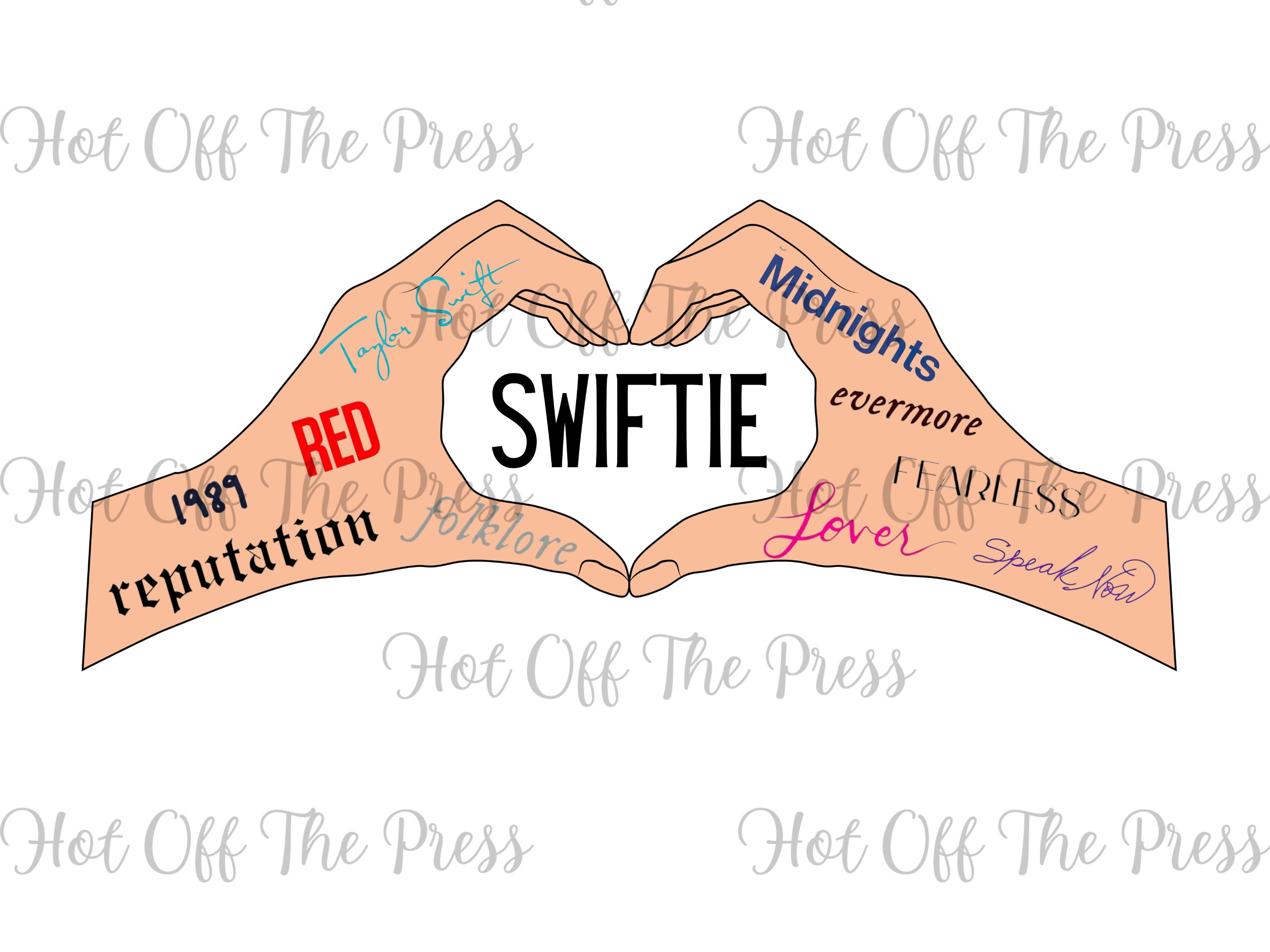 Swiftie Heart Hands Album Names, Taylor PNG Image / Sublimation / DTF ...