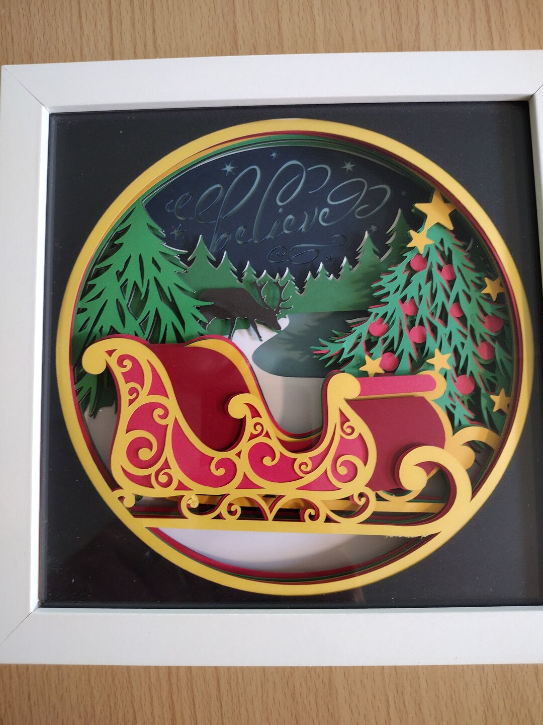 Santa Sleigh Shadow Box - Etsy