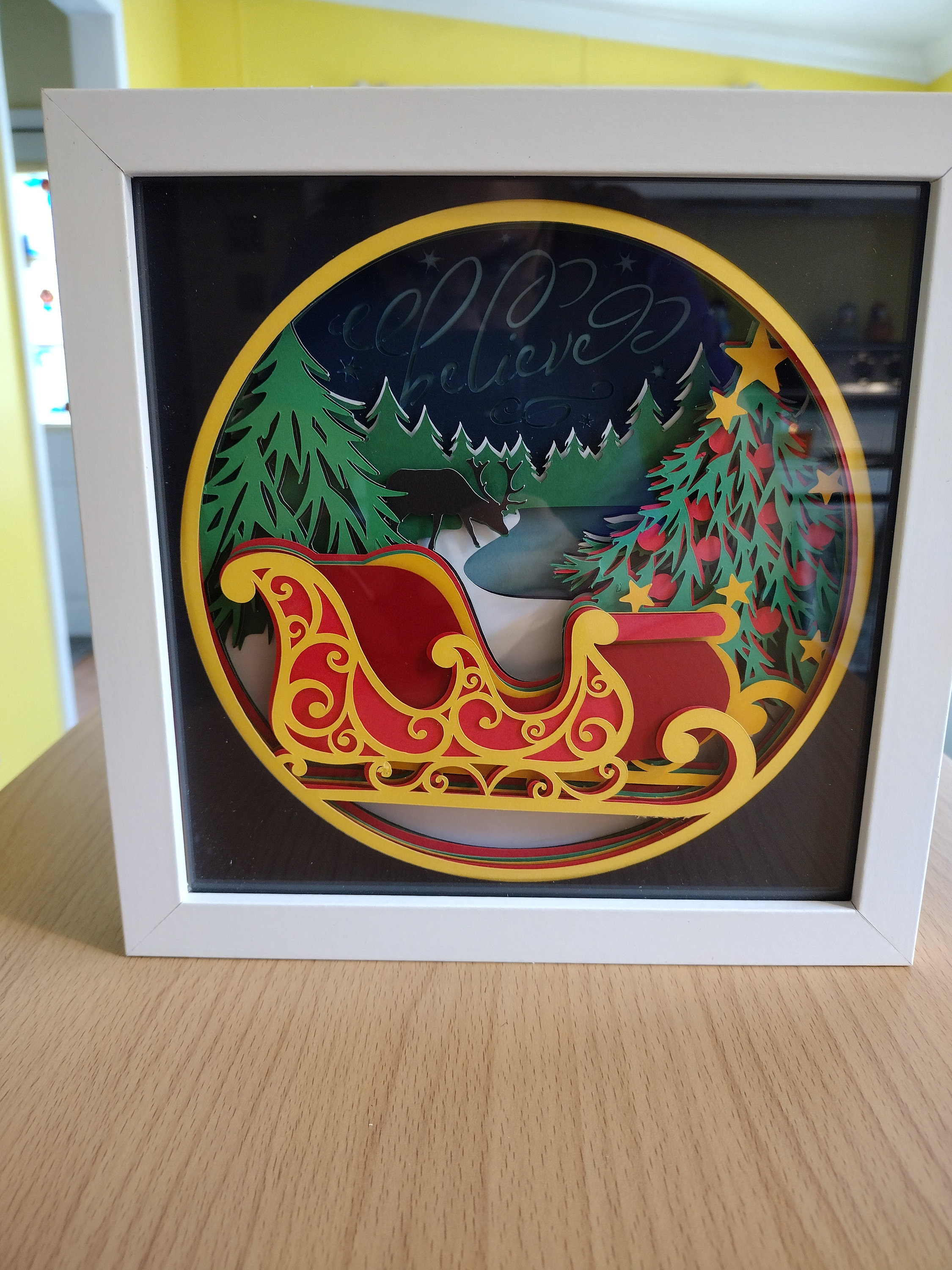 Santa Sleigh Shadow Box - Etsy