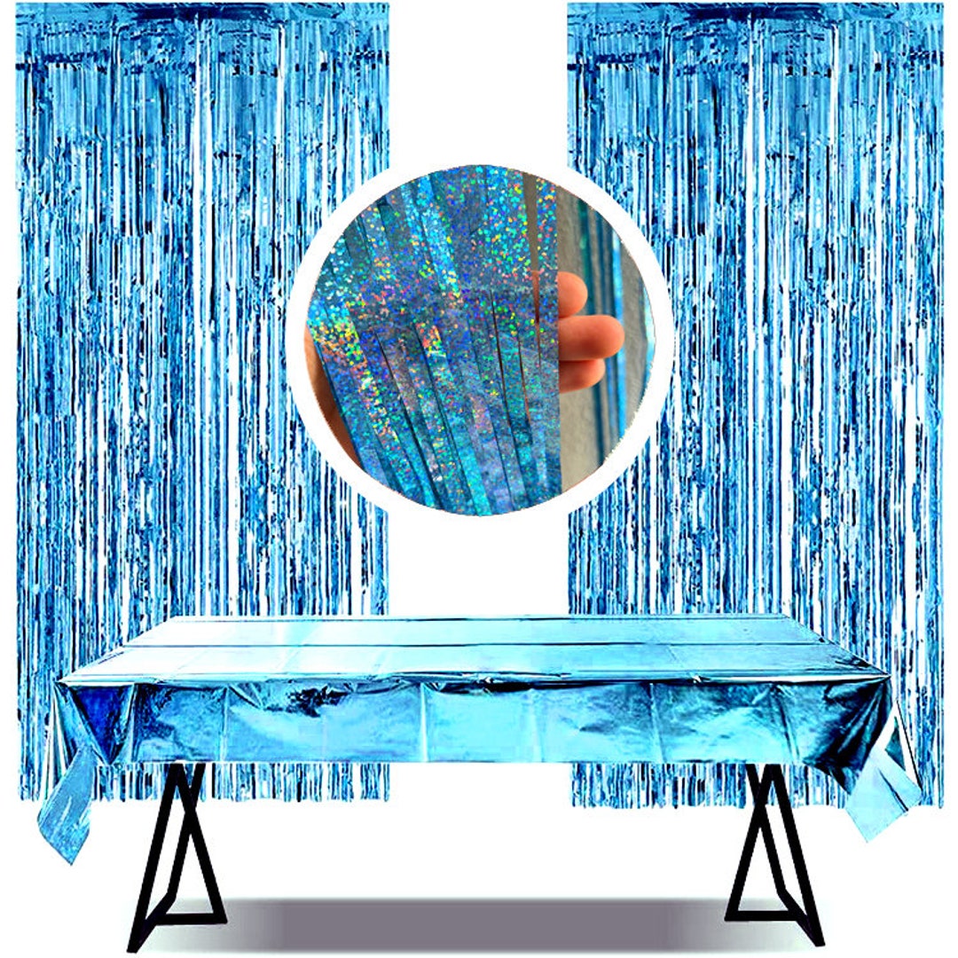 Foil Fringe Curtain & Tablecloth Set: Party Photo Booth Backdrop for ...