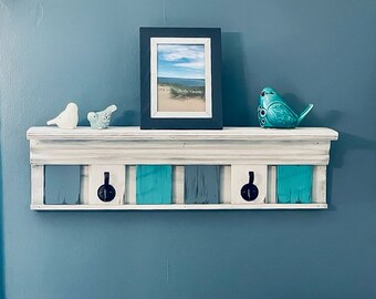 Rustic White Wood Shelf - Etsy