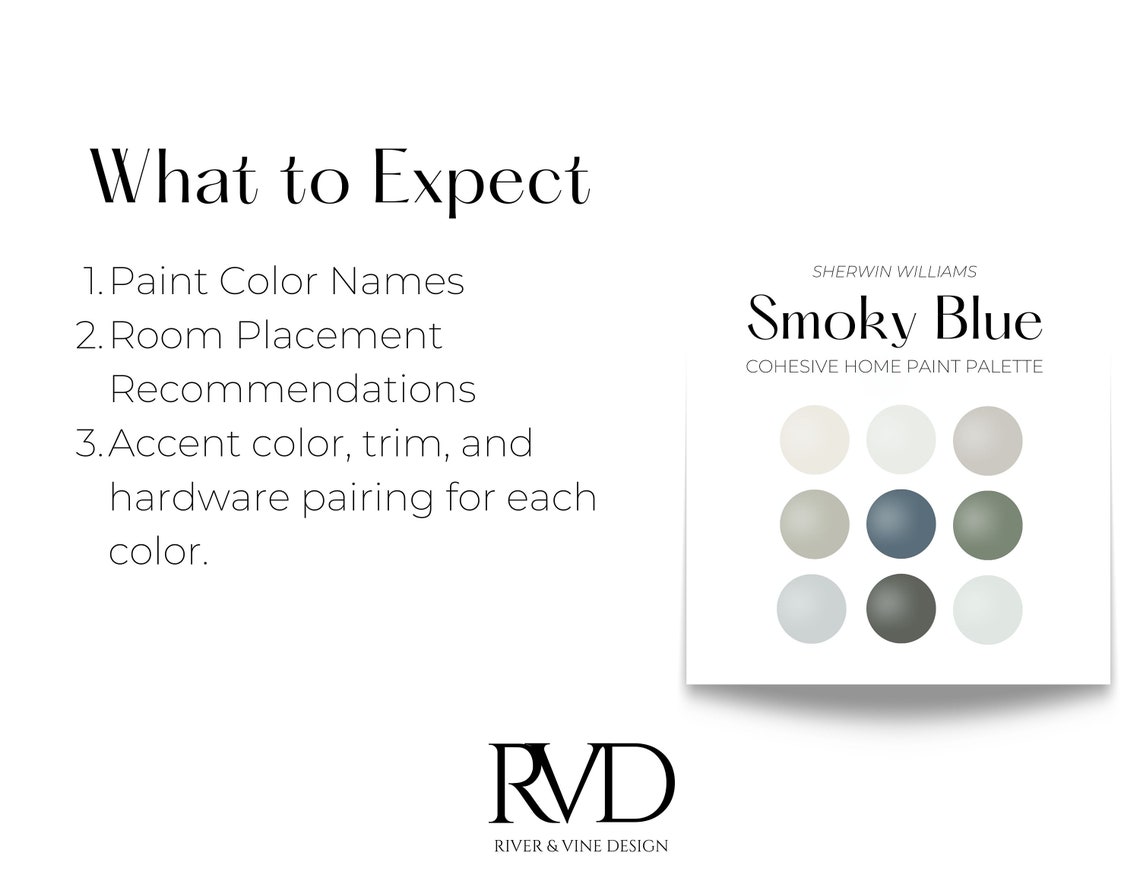 Sherwin Williams Smoky Blue Paint Palette Cohesive Whole - Etsy