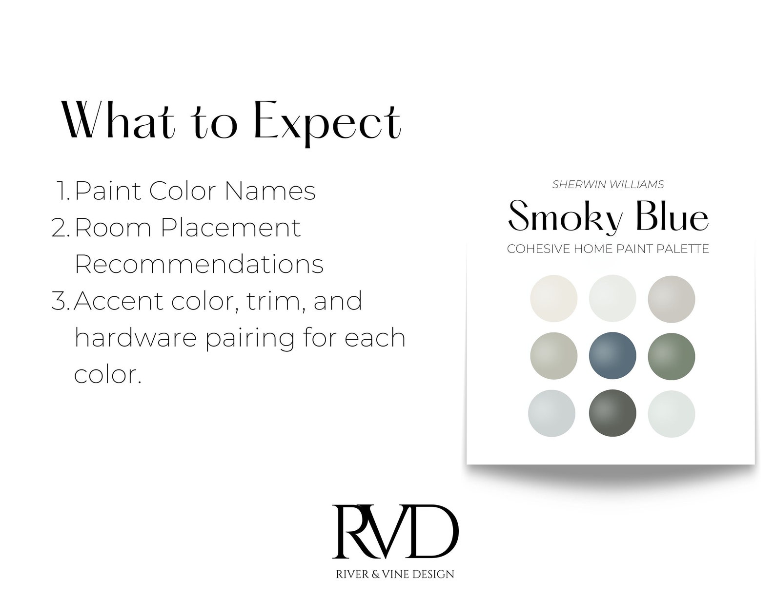 Sherwin Williams Smoky Blue Paint Palette: Whole House Color Scheme ...