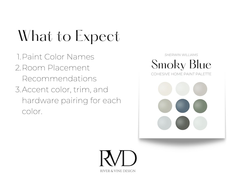 Sherwin Williams Smoky Blue Paint Palette: Whole House Color Scheme ...