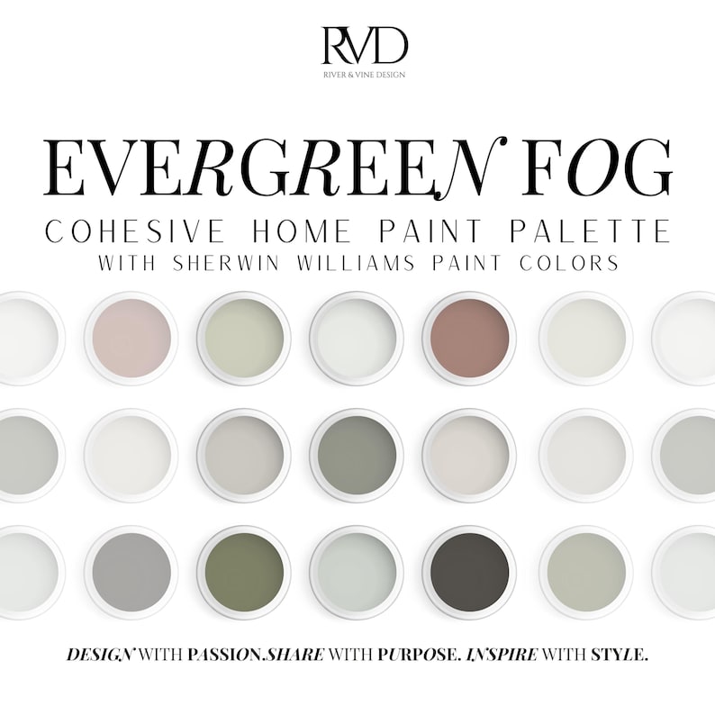 Evergreen Fog Paint Palette: Modern Neutral Colors (digital Download ...