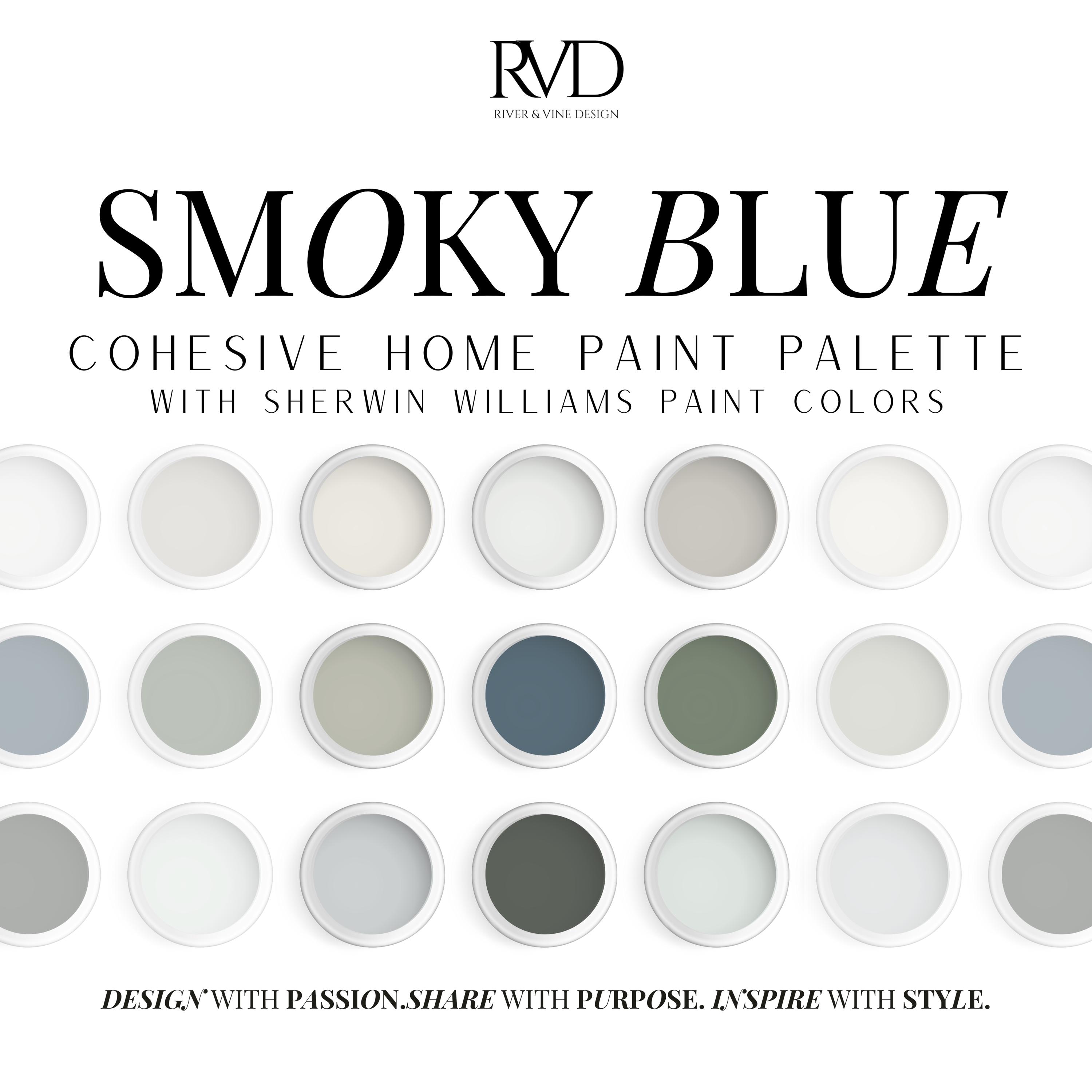 Sherwin Williams Smoky Blue Paint Palette: Whole House Color Scheme ...