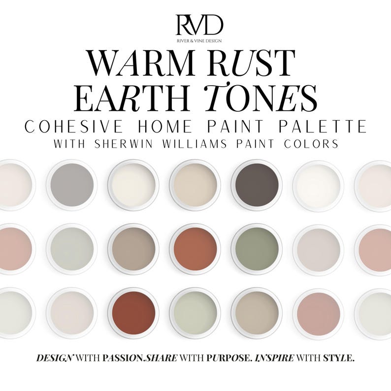 Warm Rust Sherwin Williams Earth Tone Paint Palette for Whole House ...