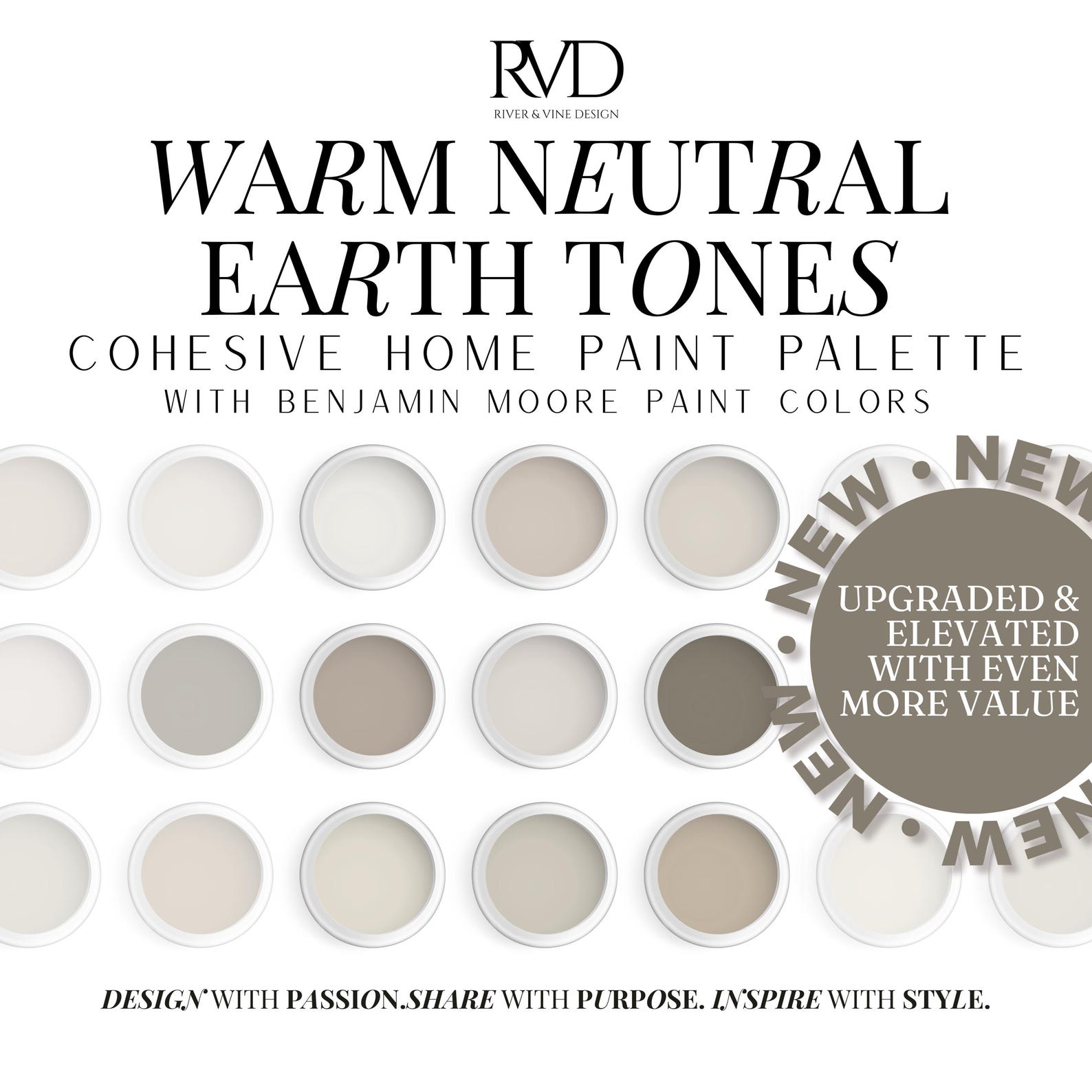 Warm Neutral Earth Tones Paint Palette & Painting Guide Bundle ...