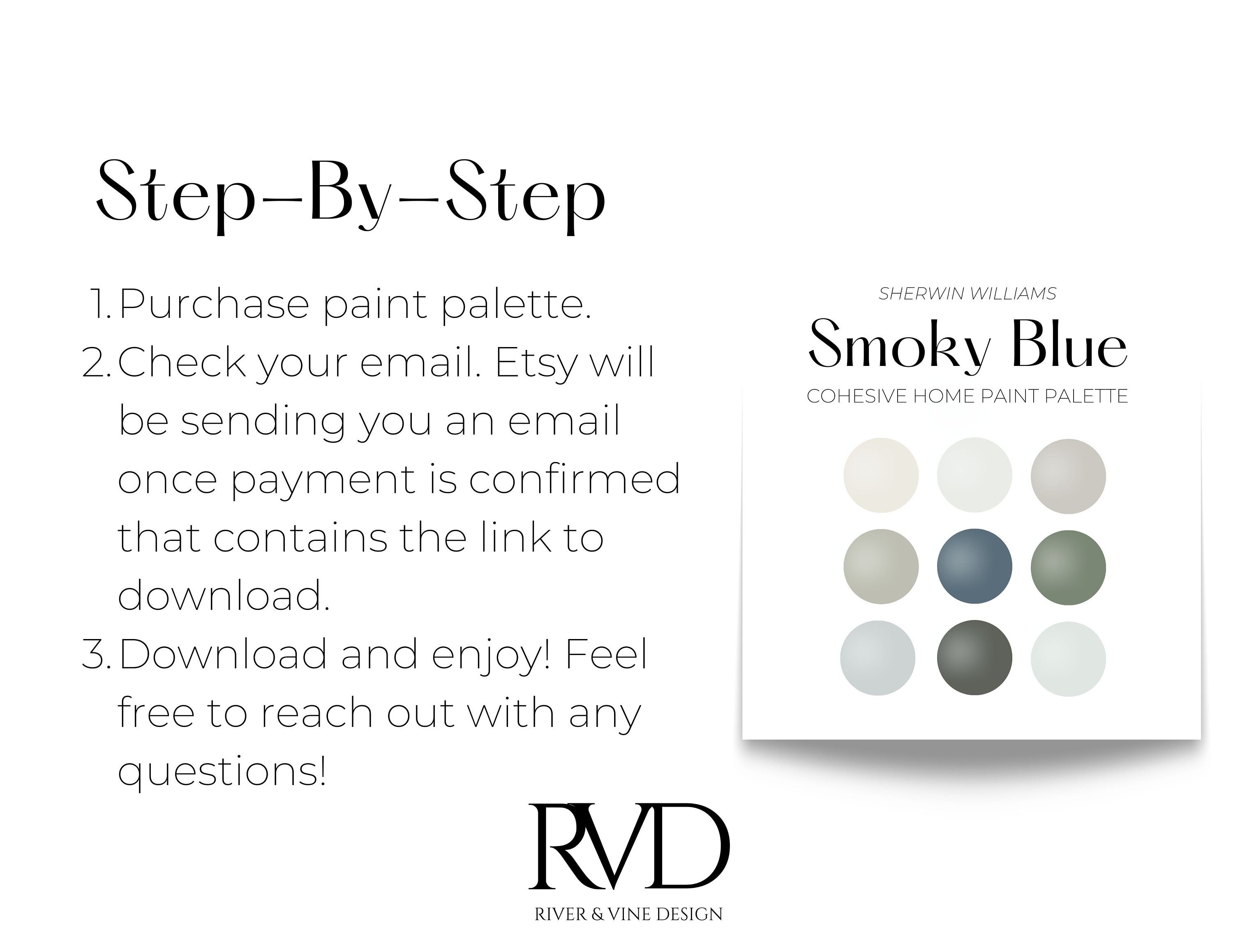 Sherwin Williams Smoky Blue Paint Palette: Whole House Color Scheme ...